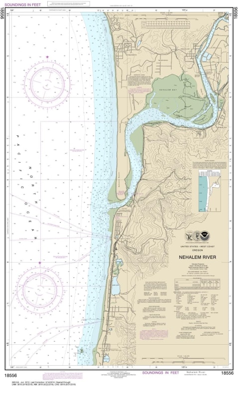 NOAA Chart 18556. Nautical Chart of Nehalem River. NOAA charts portray ...