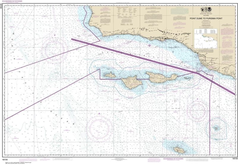NOAA Chart 18720. Nautical Chart of Point Dume to Purisma Point. NOAA ...