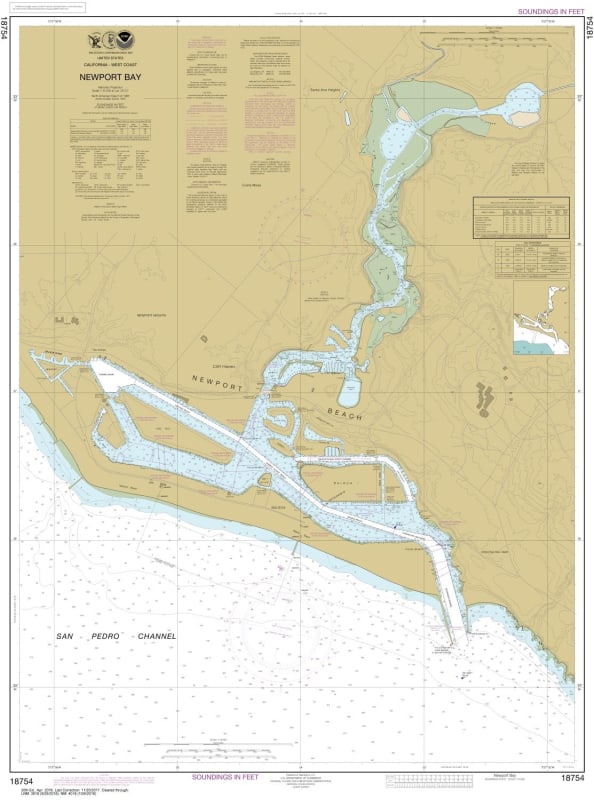 NOAA Chart 18754. Nautical Chart of Newport Bay. NOAA charts portray ...