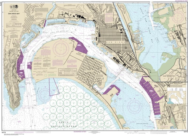 NOAA Chart 18773. Nautical Chart of San Diego Bay. This map is a ...