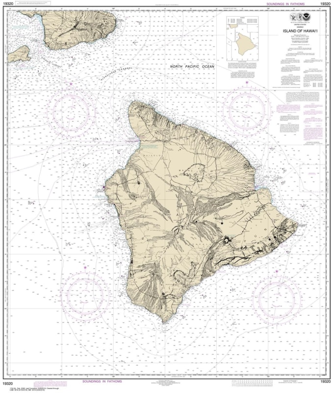 NOAA Chart 19320. Nautical Chart of the Island of Hawaii. NOAA charts ...