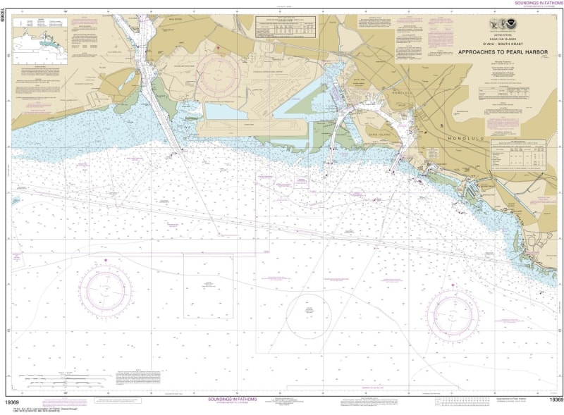 NOAA Chart 19369. Nautical Chart of Oahu South Coast Approaches to ...