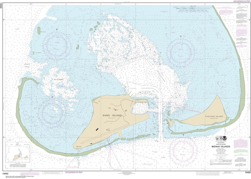 NOAA Chart 19482. Nautical Chart of the Hawaiian Islands Midway Islands ...