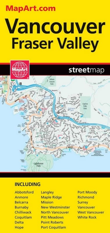 Vancouver & Fraser Valley BC street map. Full color map features ...