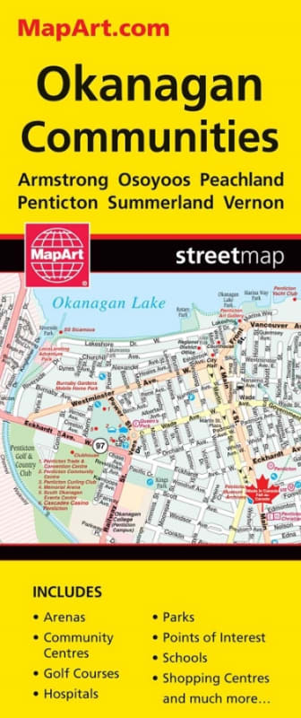 Kelowna & Okanagan BC Travel & Road Map. Includes city maps of ...