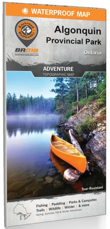 Algonquin Provincial Park Ontario adventure map. Printed on tear ...