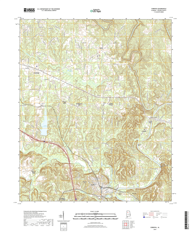 Cordova Alabama - 24k Topo Map