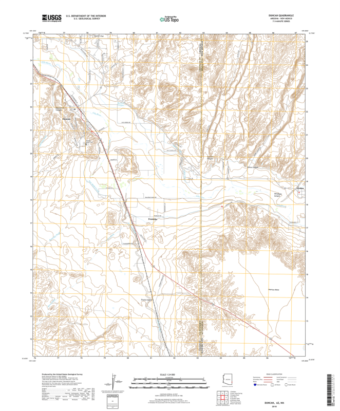 Duncan Arizona - New Mexico - 24k Topo Map