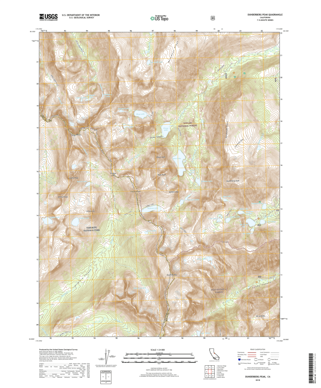 Dunderberg Peak California - 24k Topo Map