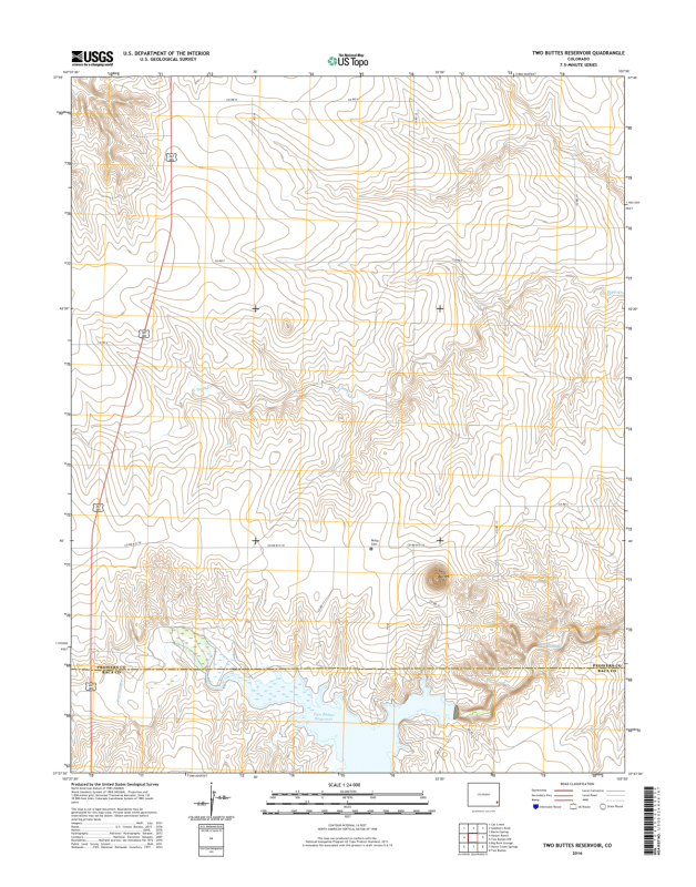 Two Buttes Reservoir Colorado - 24k Topo Map