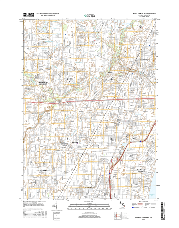 Mount Clemens West Michigan - 24k Topo Map