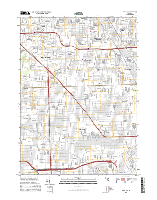 Royal Oak Michigan - 24k Topo Map