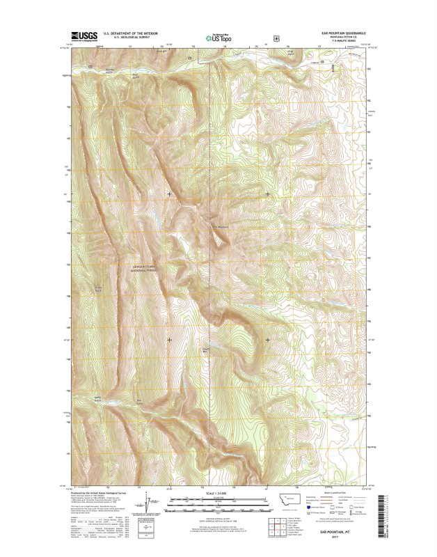 Ear Mountain Montana - 24k Topo Map