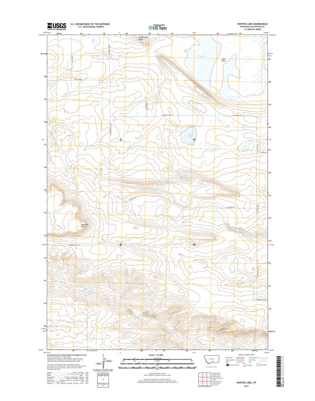 Hunter Lake Montana - 24k Topo Map