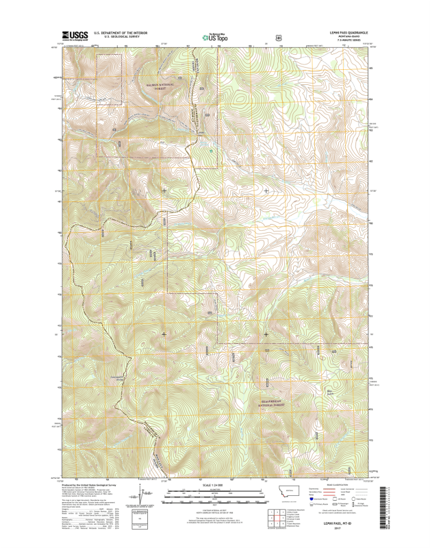 Lemhi Pass Montana - Idaho - 24k Topo Map
