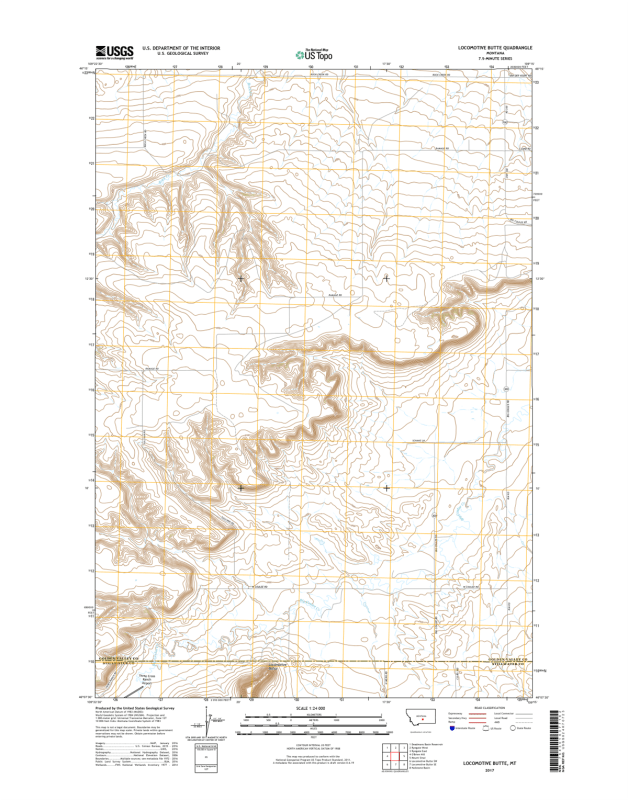 Locomotive Butte Montana - 24k Topo Map