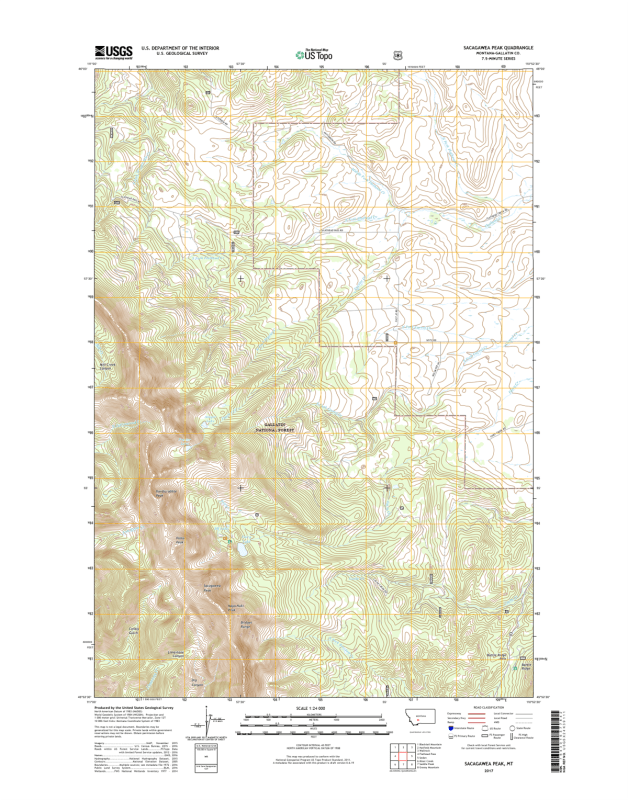Sacagawea Peak Montana - 24k Topo Map
