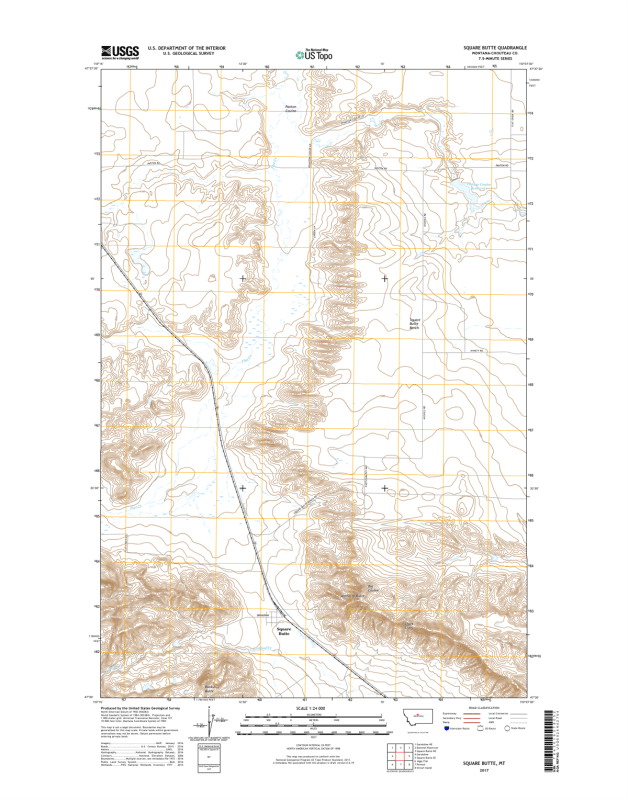 Square Butte Montana - 24k Topo Map