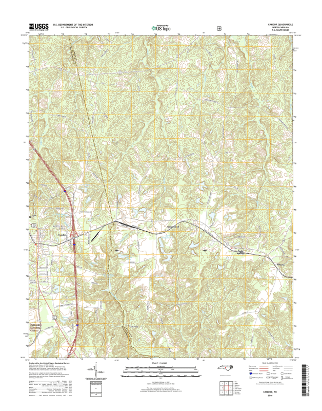 Candor North Carolina - 24k Topo Map