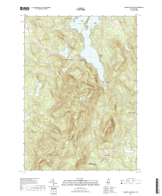 Sunapee Lake South New Hampshire - 24k Topo Map