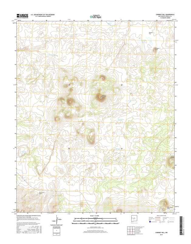 Chimney Hill New Mexico - 24k Topo Map