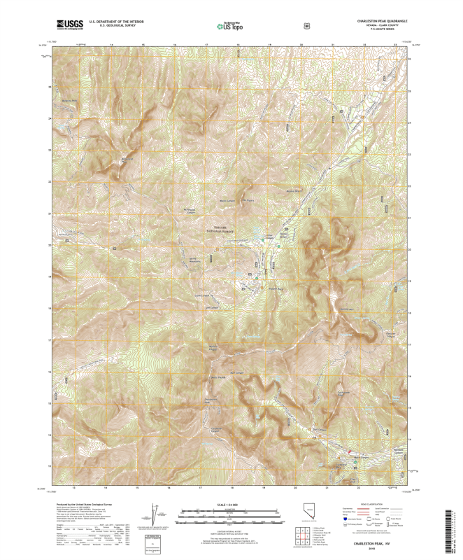 Charleston Peak Nevada - 24k Topo Map