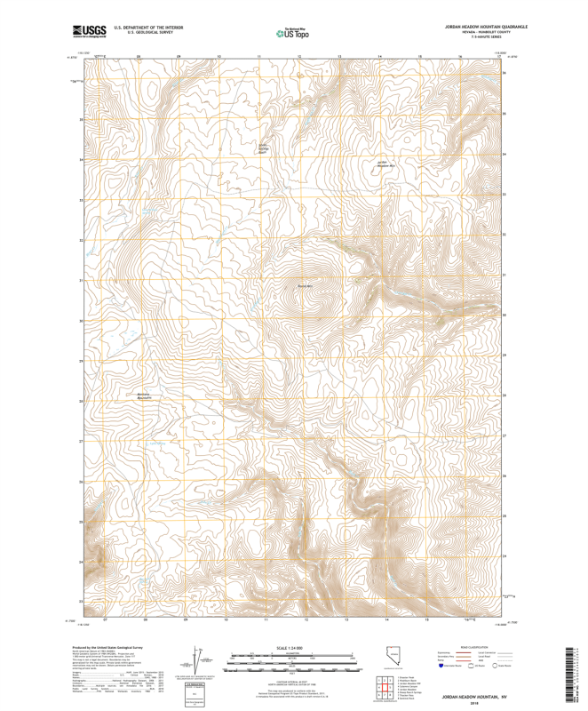 Jordan Meadow Mountain Nevada - 24k Topo Map