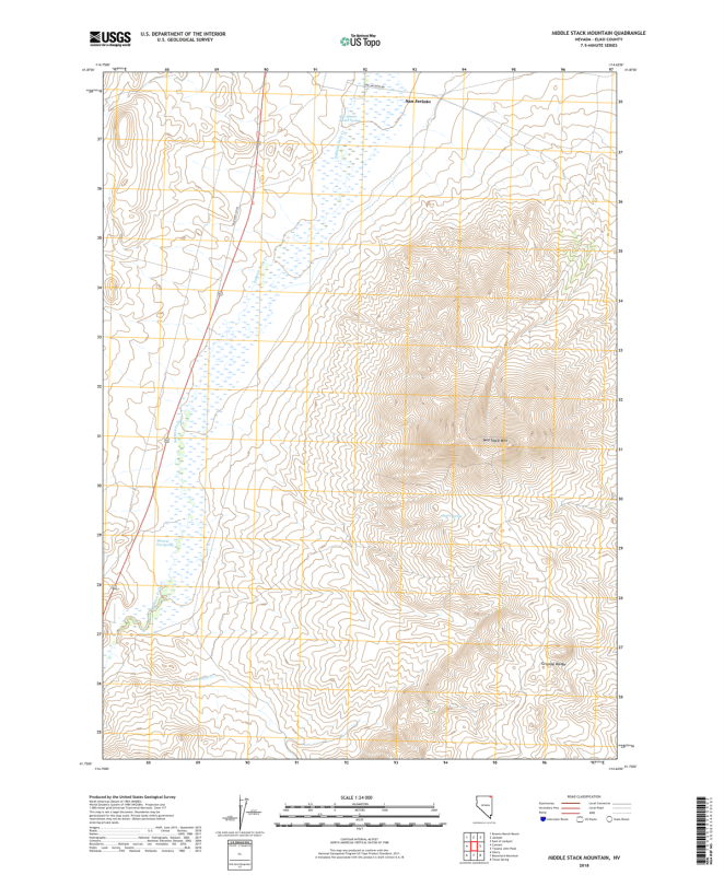 Middle Stack Mountain Nevada - 24k Topo Map