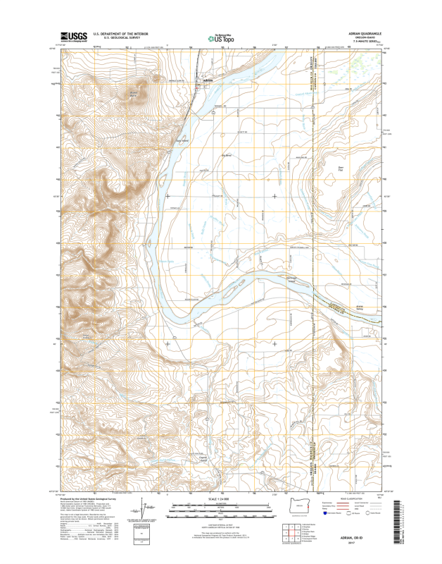Adrian Oregon - Idaho - 24k Topo Map