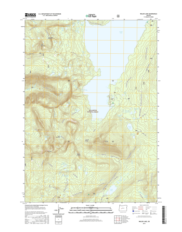 Waldo Lake Oregon - 24k Topo Map