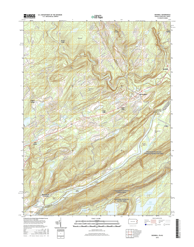 Bushkill Pennsylvania - New Jersey - 24k Topo Map