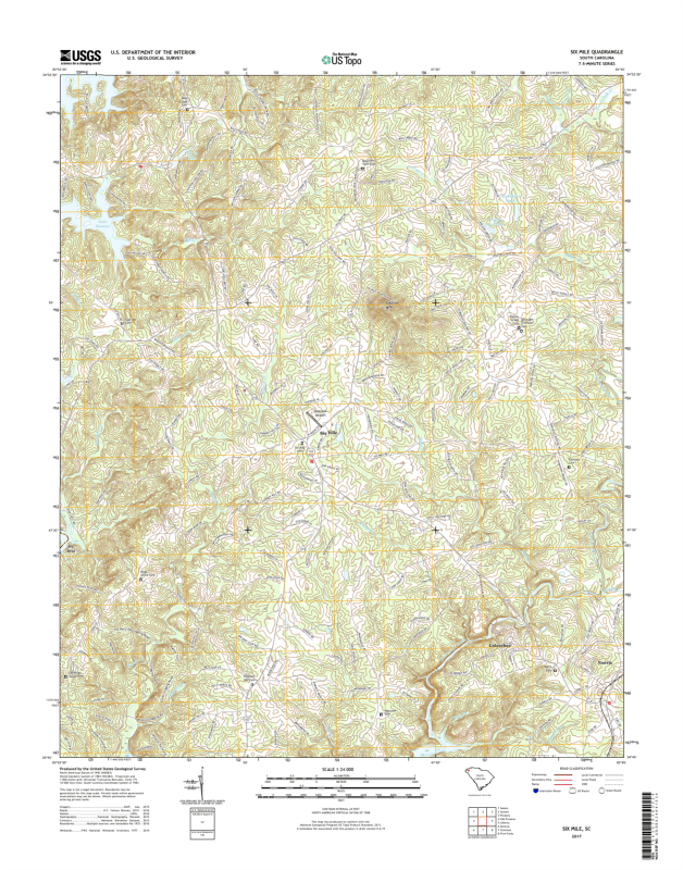 Six Mile South Carolina - 24k Topo Map