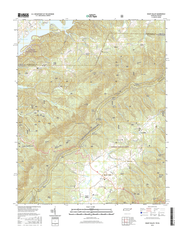 Shady Valley Tennessee - Virginia - 24k Topo Map