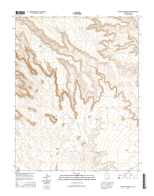 Cigarette Spring Cave Utah - 24k Topo Map