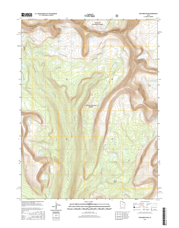 Explorer Peak Utah - 24k Topo Map