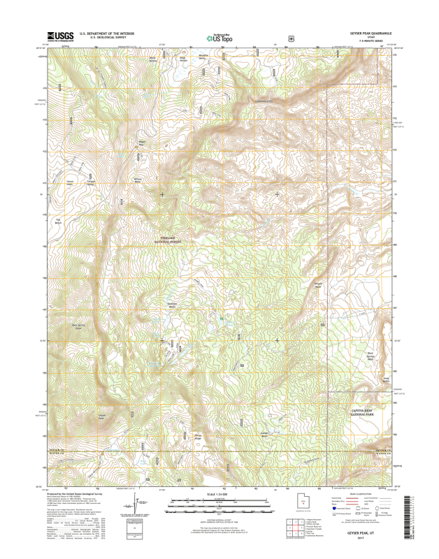 Geyser Peak Utah - 24k Topo Map