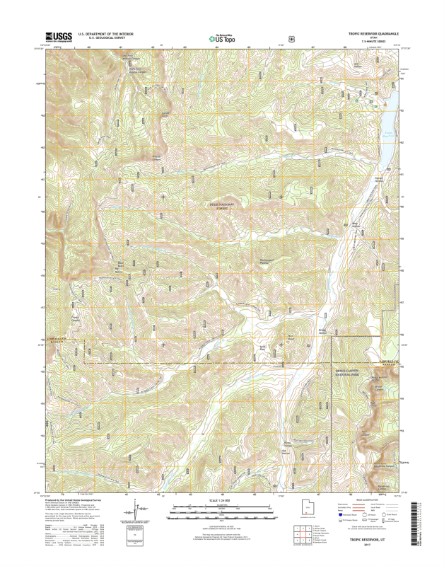 Tropic Reservoir Utah - 24k Topo Map