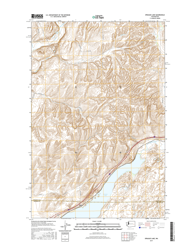 Sprague Lake Washington - 24k Topo Map