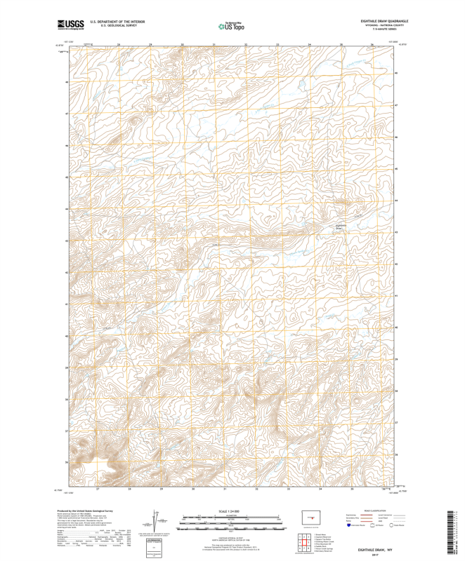 Eightmile Draw Wyoming - 24k Topo Map