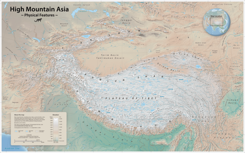 Explore the Roof of the World with the High Mountains of Asia Wall Map ...