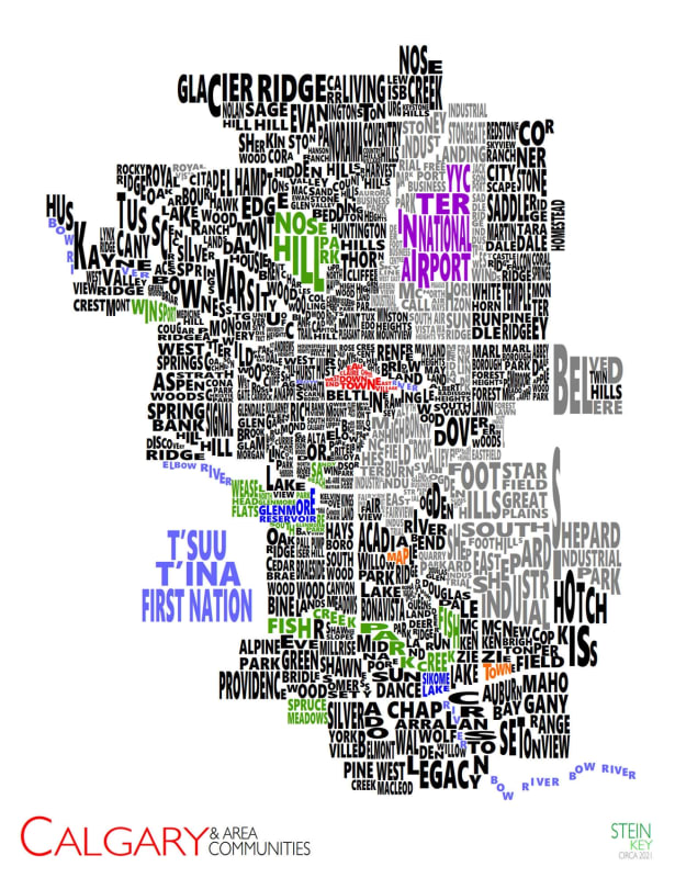 See Calgary in a new way with our custom wall map! A unique, color ...