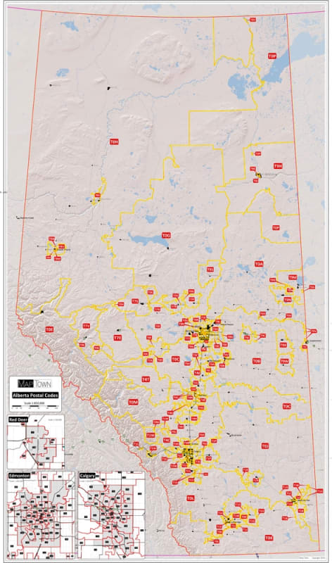 Alberta Provincial Base Map Postal Codes map. This is a simplified ...