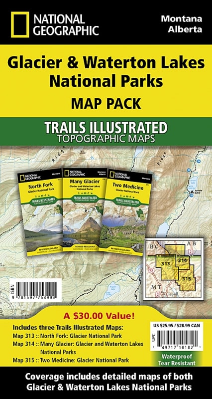 Glacier and Waterton Lakes National Park Map Pack Bundle National ...