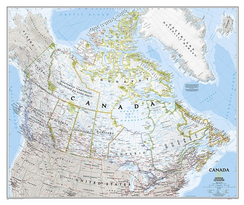 Explore Canada with the National Geographic Canada Political Wall Map ...