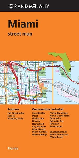 Miami Street Map. Includes Coral Gables, Doral, Florida City, Hialeah ...