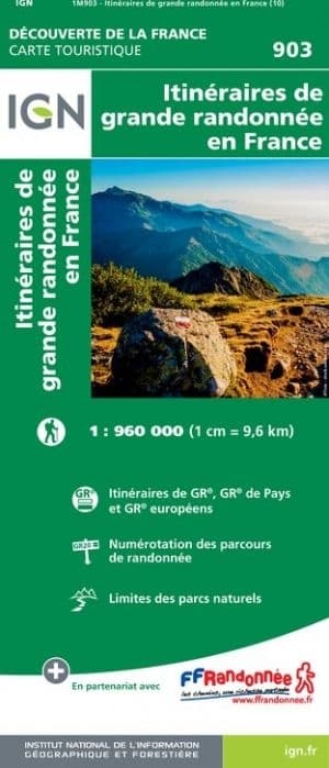 Master planning map for French hiking trails (IGN 903). Highlights the ...