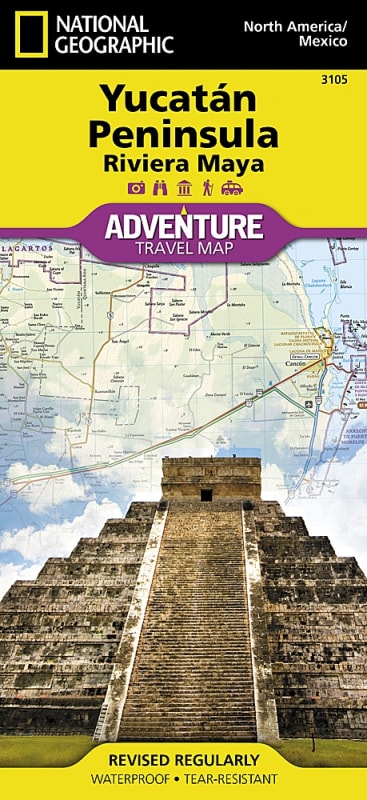 Yucatan Peninsula Riviera Maya National Geographic Adventure Map