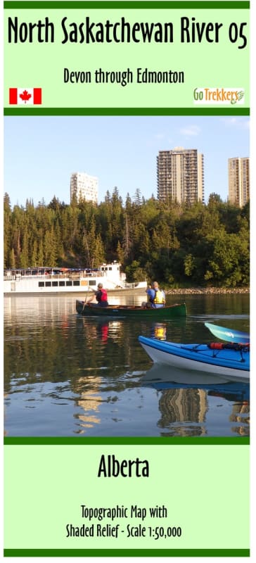 North Saskatchewan River 5 Map - Devon to Edmonton. Map of Canoe routes ...