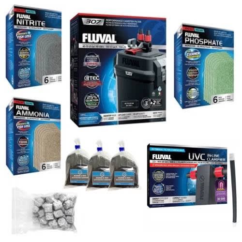 Fluval 307 Canister Filter w/ High Performance Media & UV Upgrade Package