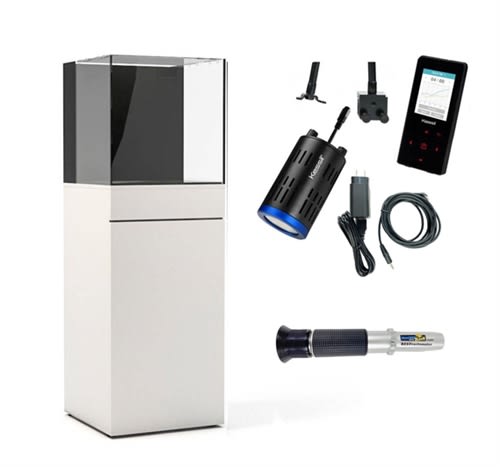 JBJ Rimless Flat Panel 25 Gallon White Aquarium, Stand, & Kessil A160 ...